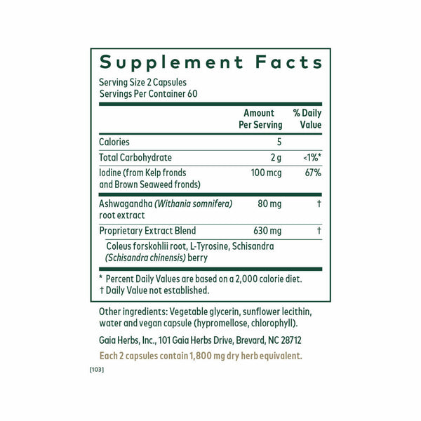 Thyroid Formula - 120 Phyto-Caps - Gaia Herbs | Amrita Nutrition