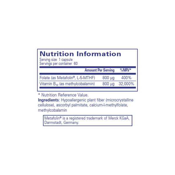 B12 Folate - 60 Capsules - Pure Encapsulations | Amrita Nutrition